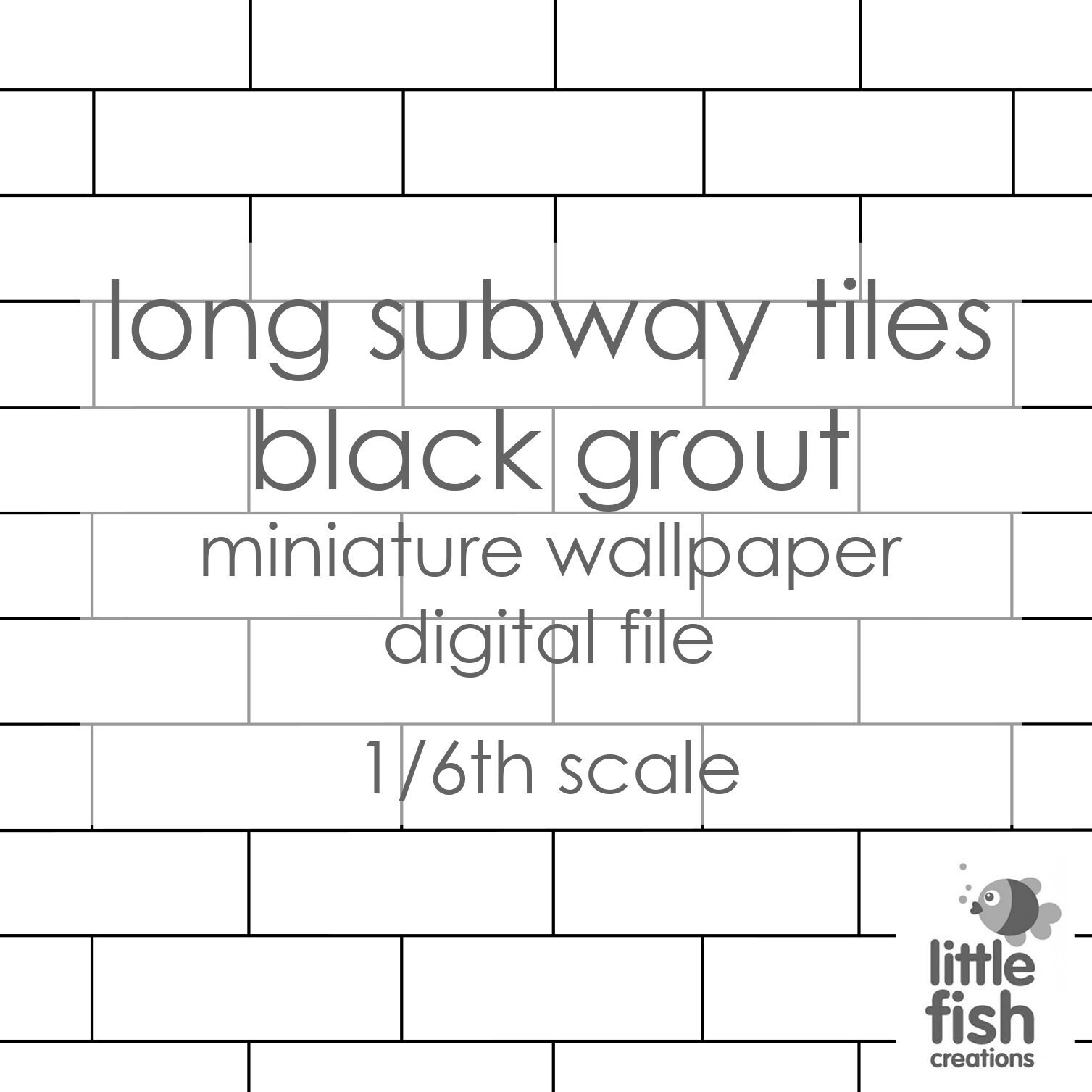 Digital Download Long white subway tile black grout | Etsy