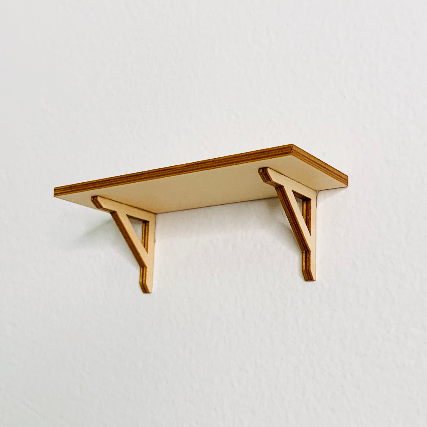 Dollhouse Miniature Wooden Small Shelf with Wooden Brackets — Small ...
