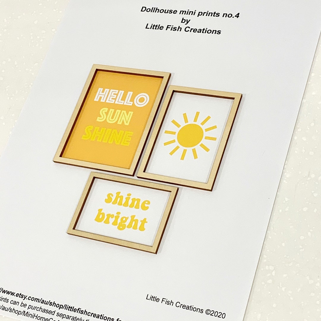 Digital Download - Dollhouse Mini Prints, No. 4 (sunshine) - Set of 3 ...