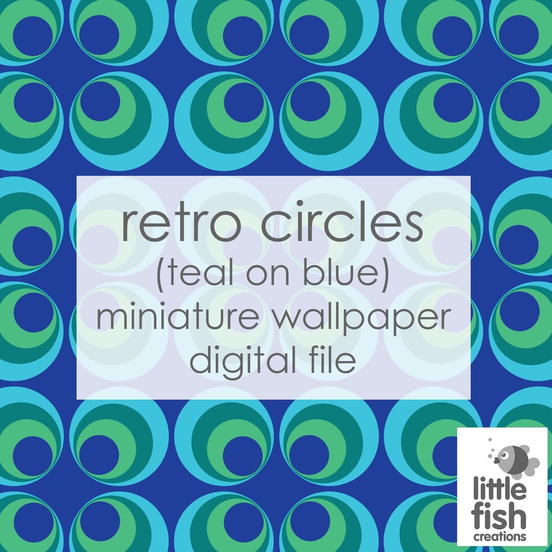 Digital Download larger Retro Circles Teal on Blue Digital - Etsy
