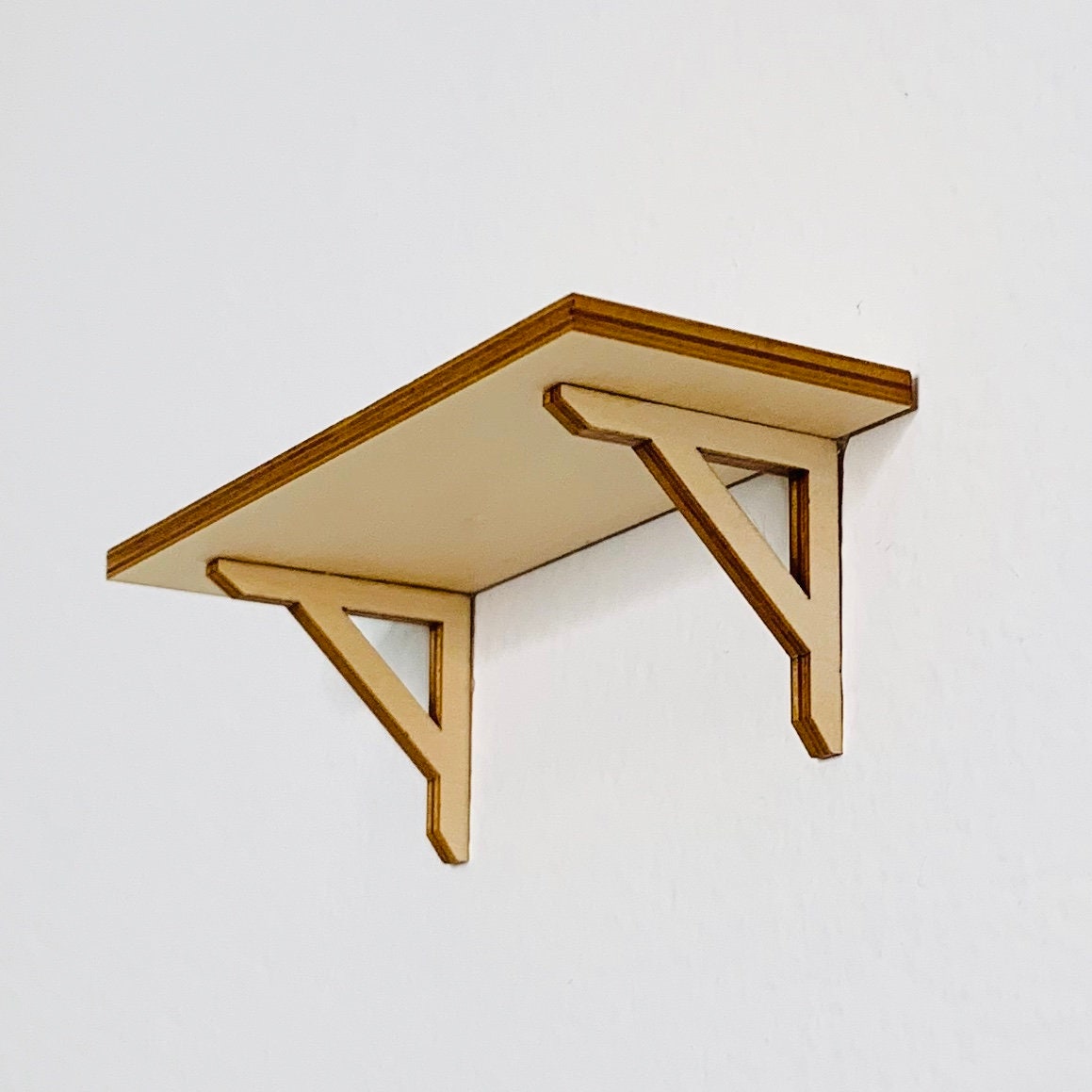 Dollhouse Miniature Wooden Small Shelf with Wooden Brackets — Small ...