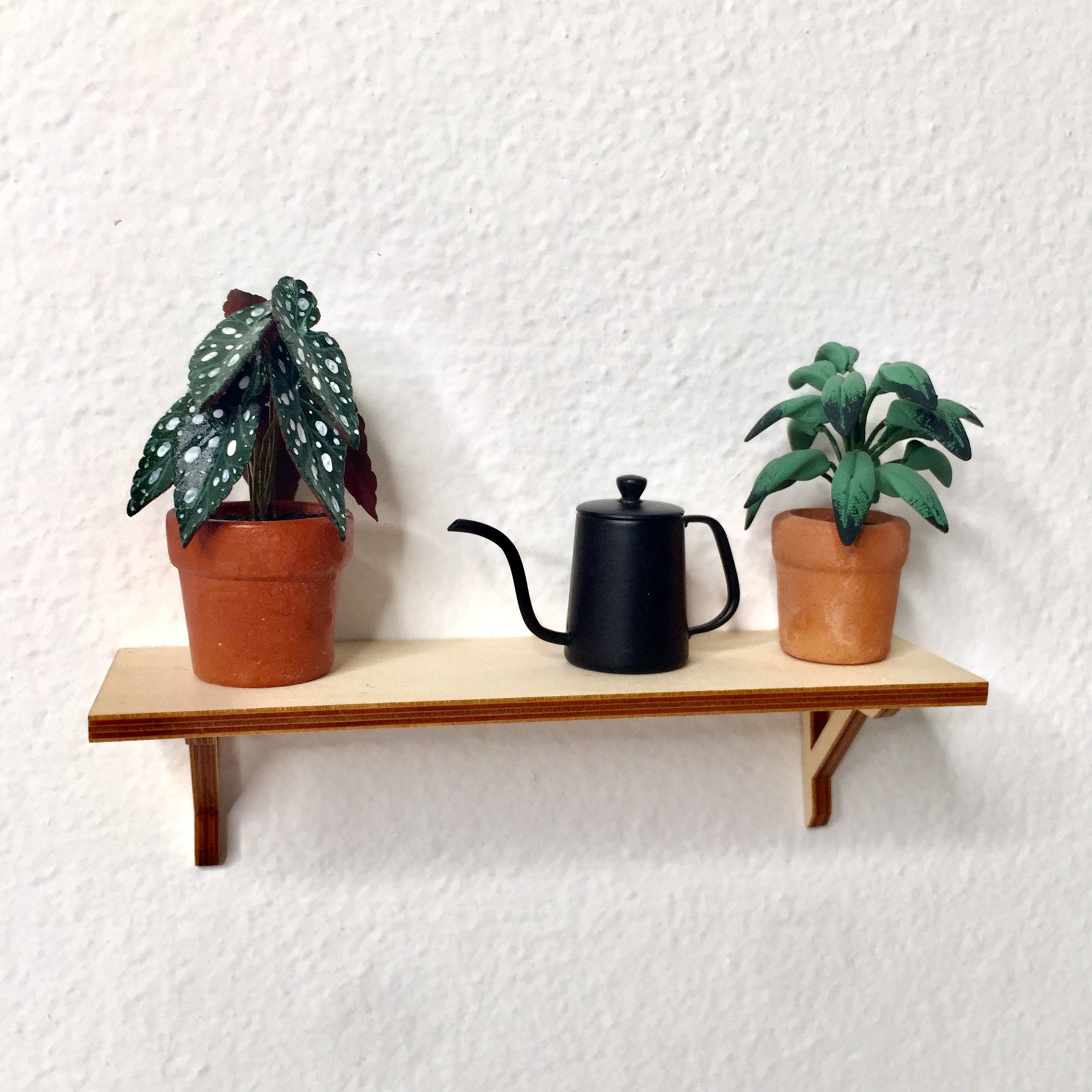 Dollhouse Miniature Wooden Large Shelf with Wooden Brackets — Small ...