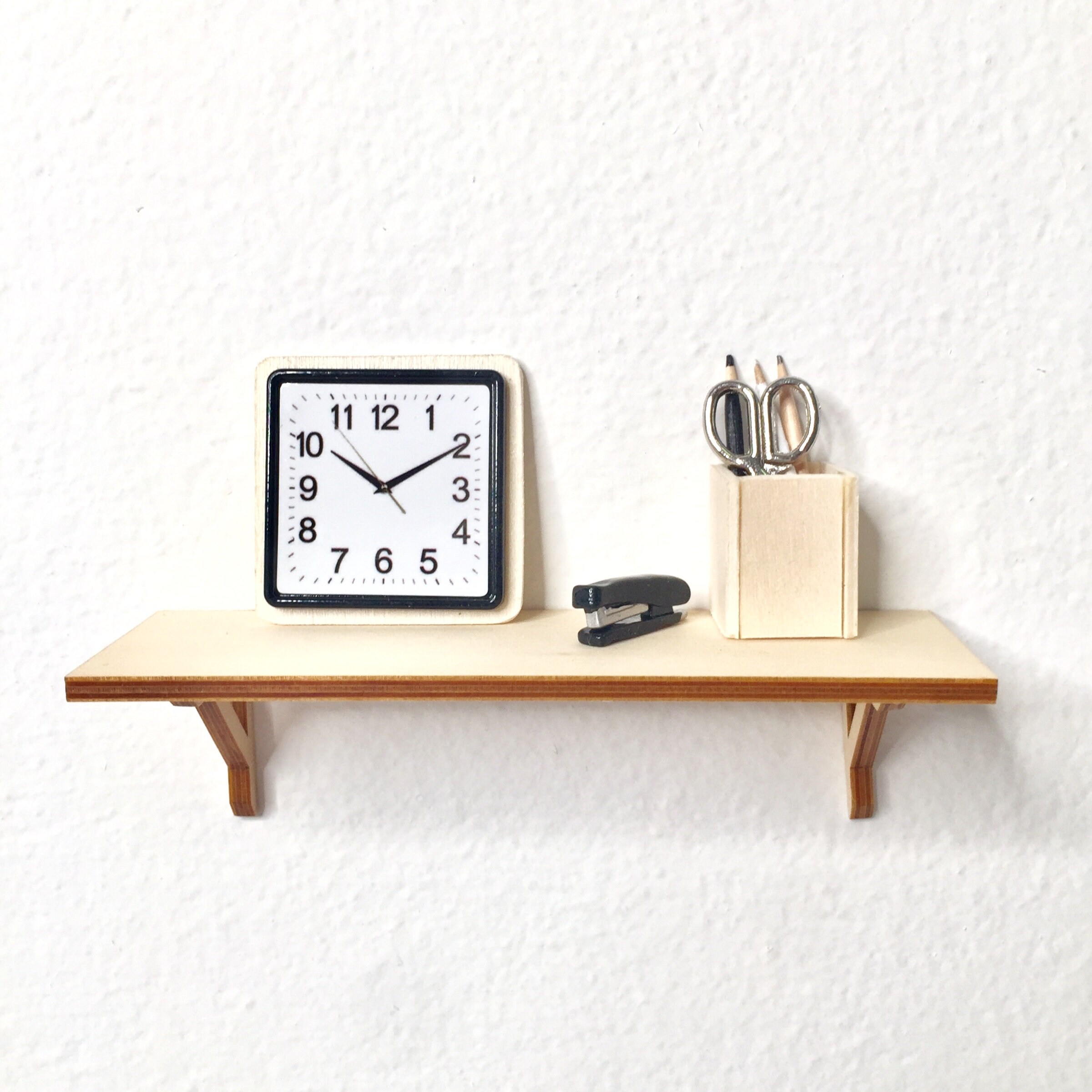 Dollhouse Miniature Wooden Large Shelf with Wooden Brackets — Small ...