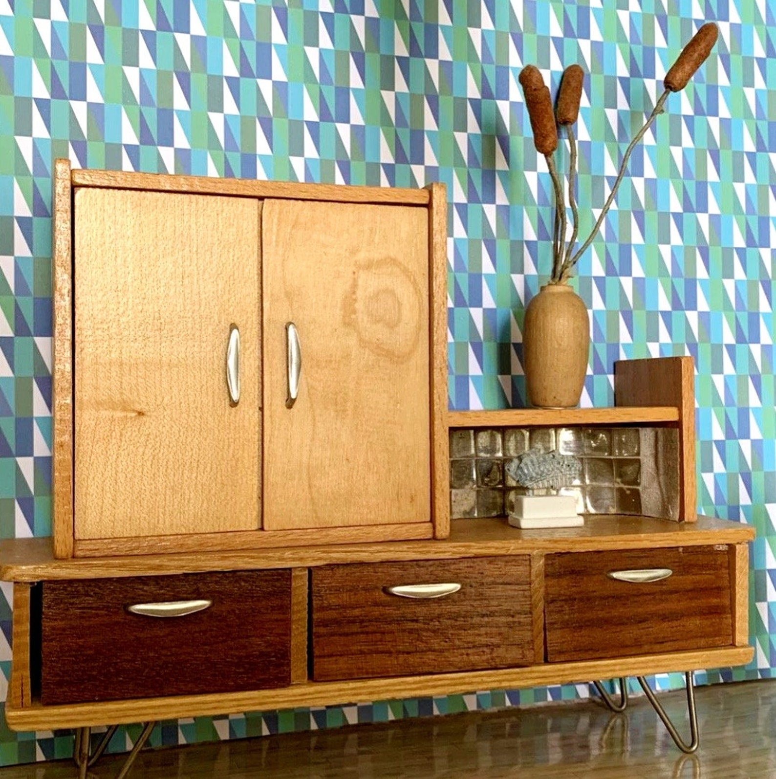 Digital Download Mid mod shapes blue and green digital | Etsy