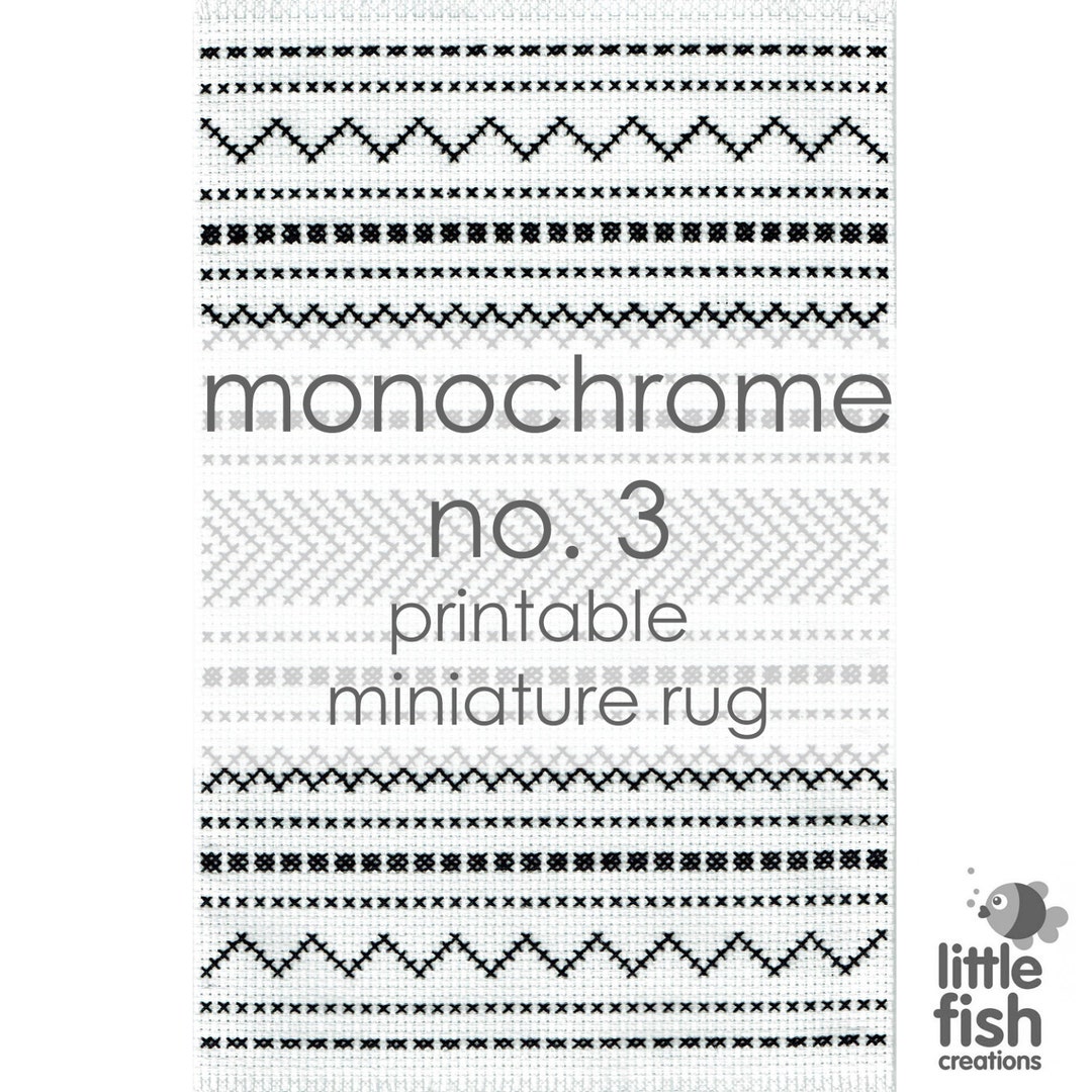 Printable "monochrome No. 3" Miniature Floor Rug - Modern Miniature for ...