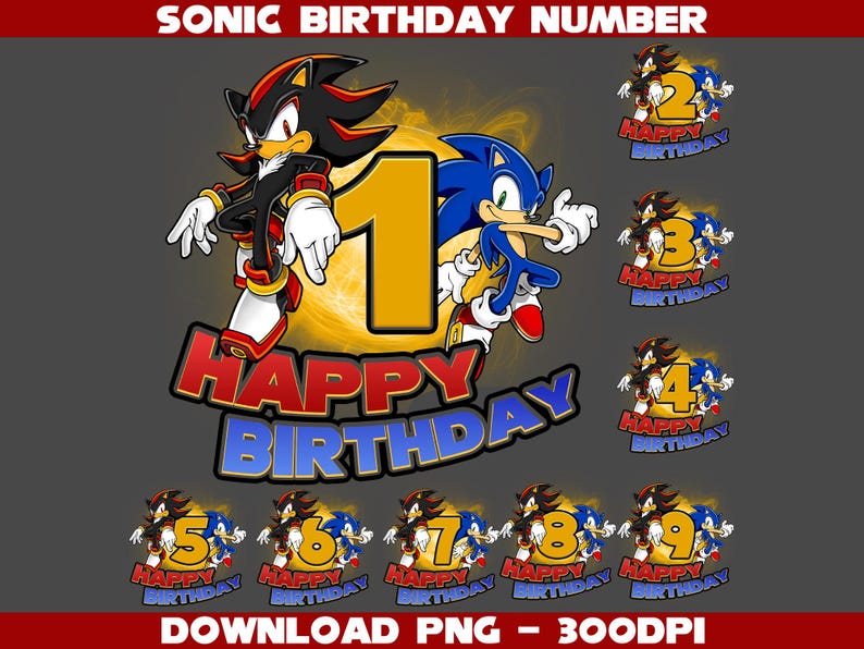 Sonic & Shadow Birthday Png, Sonic the Hedgehog, Sonic Png, Birthday ...