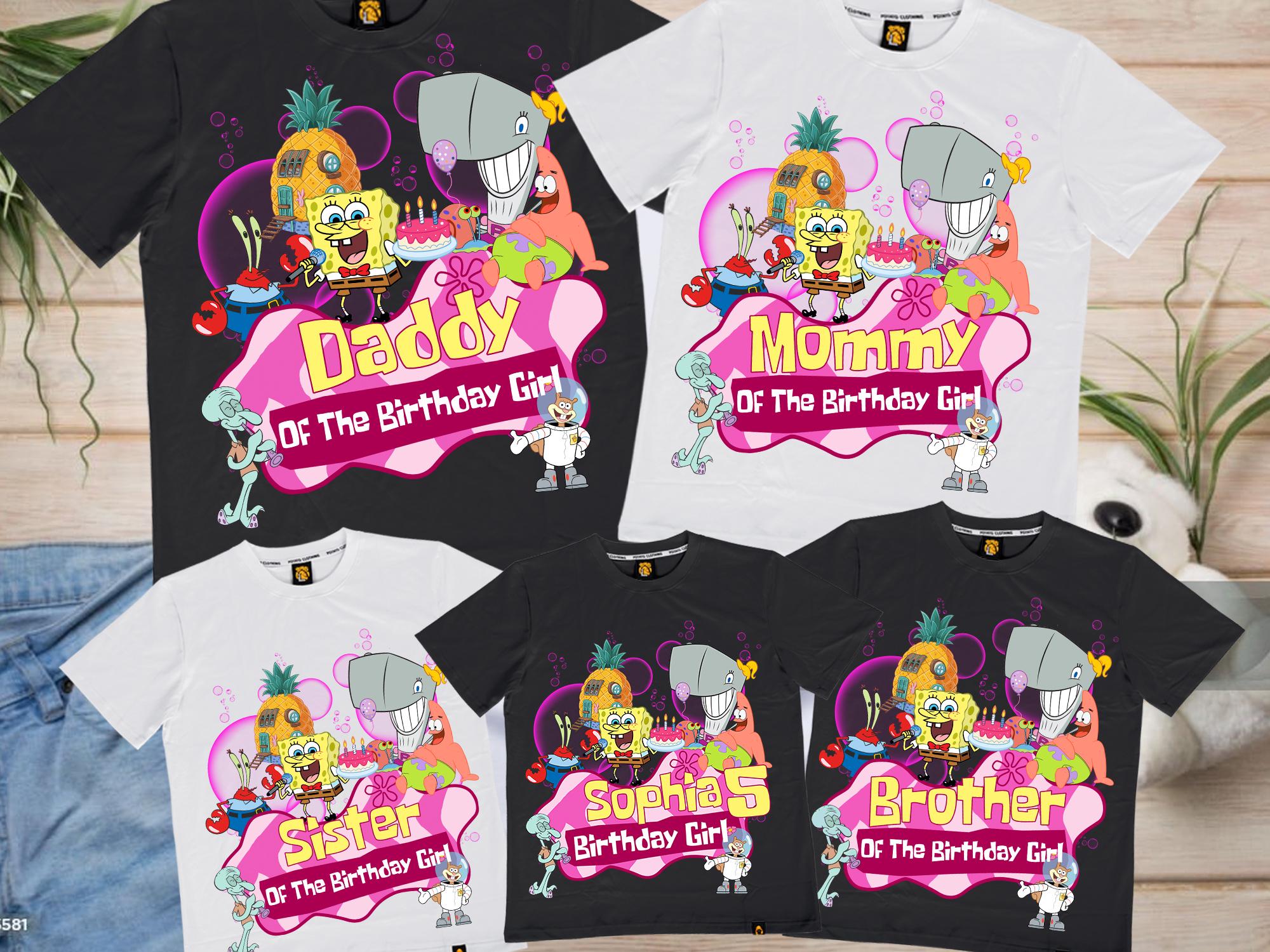 Personalized Spongebob Birthday Shirt, Spongebob Family Birthday Girl ...