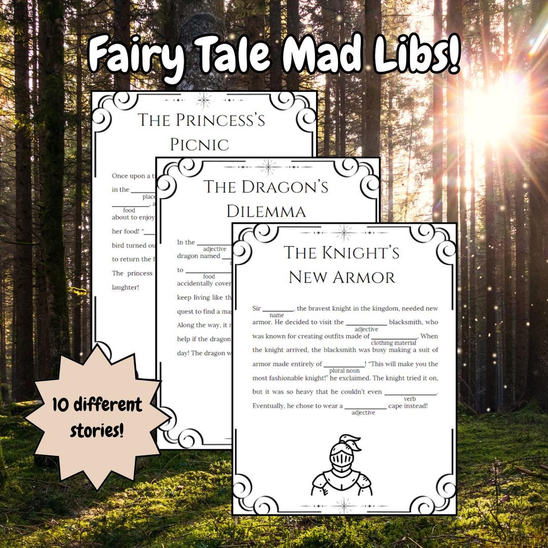 10 Unique Printable Fairytale-themed Mad Libs Original Fill-in-the ...