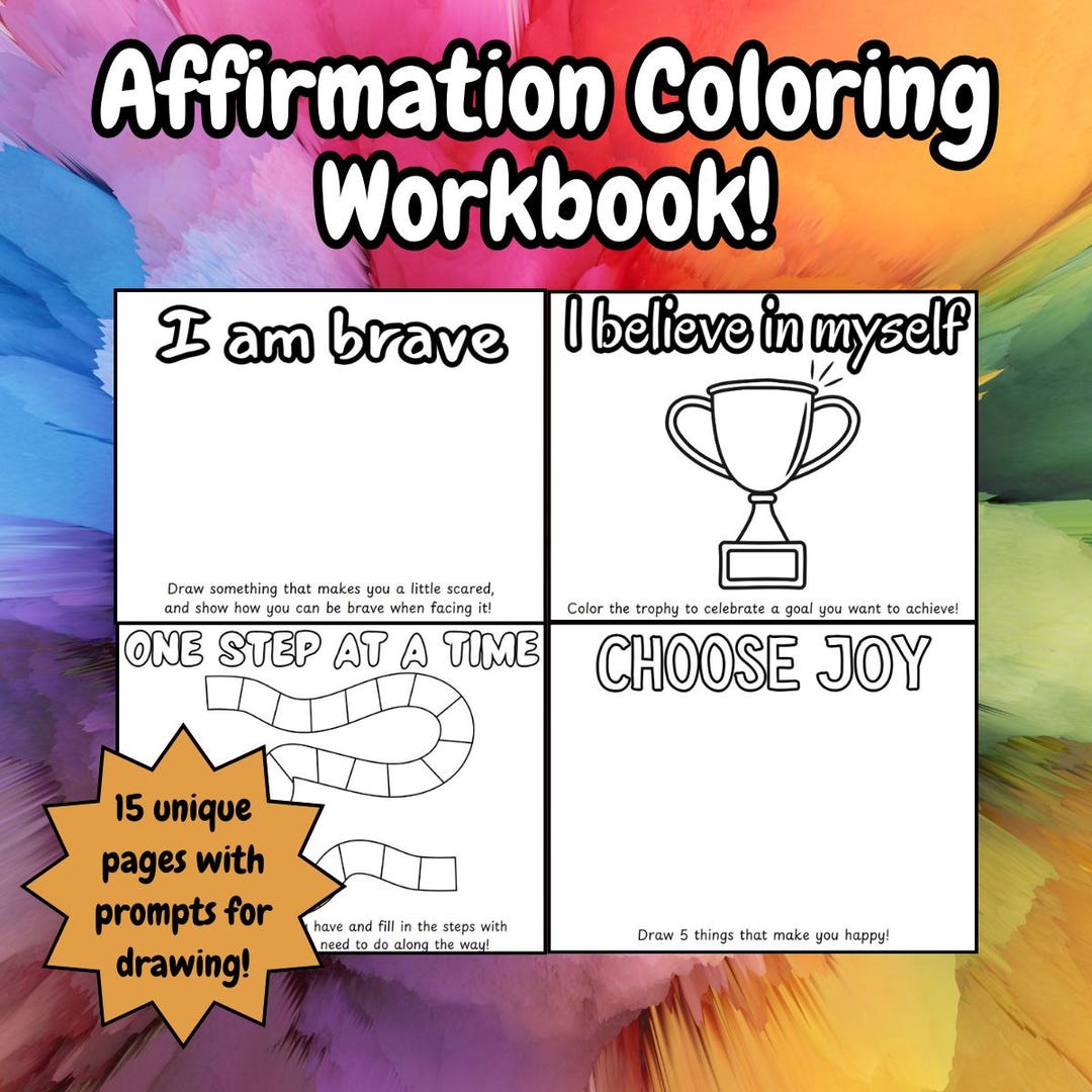Affirmation Coloring Worksheets for Kids | 15 Pages With Drawing ...
