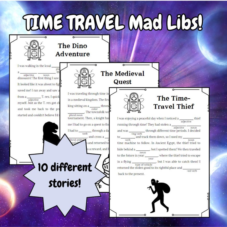 Time Travel Mad Libs Bundle! 10 Fun & Educational Fill-in-the-blank ...