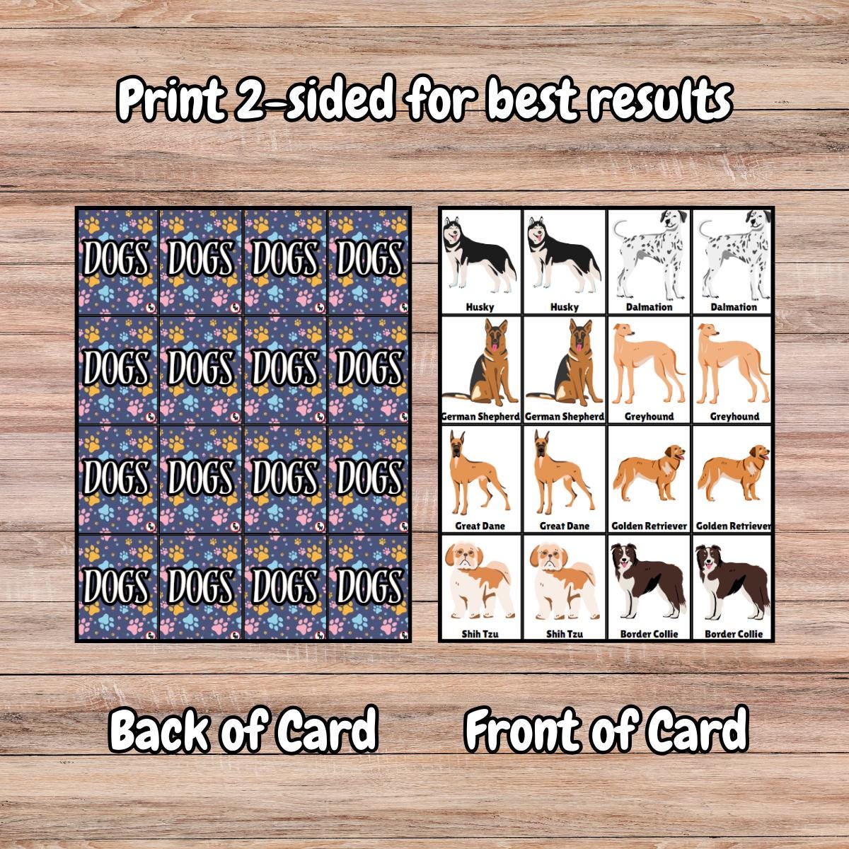 Set of 48 Dog-themed Memory Cards | Printable Matching Game for Kids - Etsy