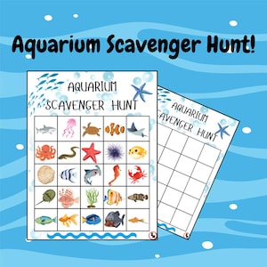 Printable Aquarium Scavenger Hunt Card - Underwater Adventure + Blank ...