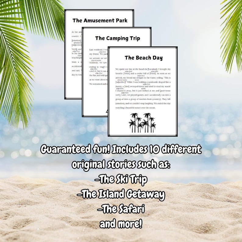 Printable Vacation-themed Mad Libs Set of 10 Original Fill-in-the-blank ...