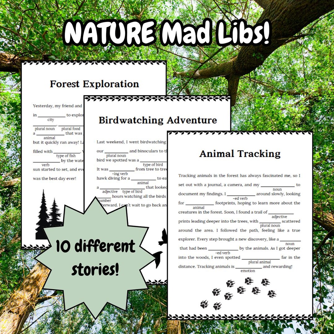 Nature Mad Libs Bundle! 10 Unique Printable Fill-in-the-blanks Games ...