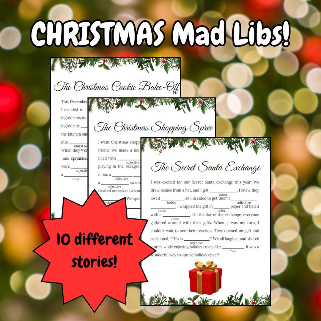 10 Unique Christmas-themed Mad Libs Printable Holiday Fun for All Ages ...