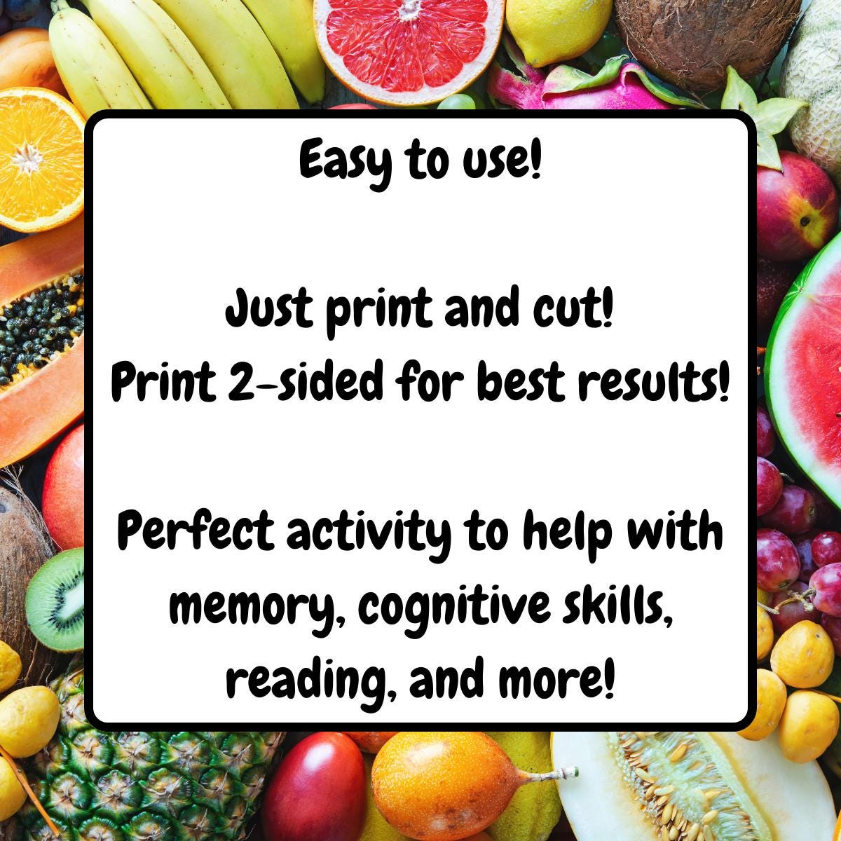 Fruits & Vegetables-themed Memory Cards | Set of 24 | Printable ...