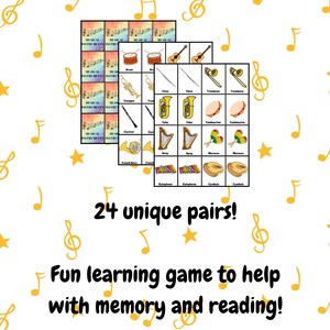 Set of 48 Musical Instrument-themed Memory Cards | Printable Matching ...