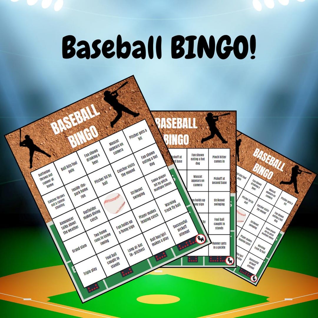 Baseball-themed Bingo Cards 15 Unique Cards Blank Customizable Card ...