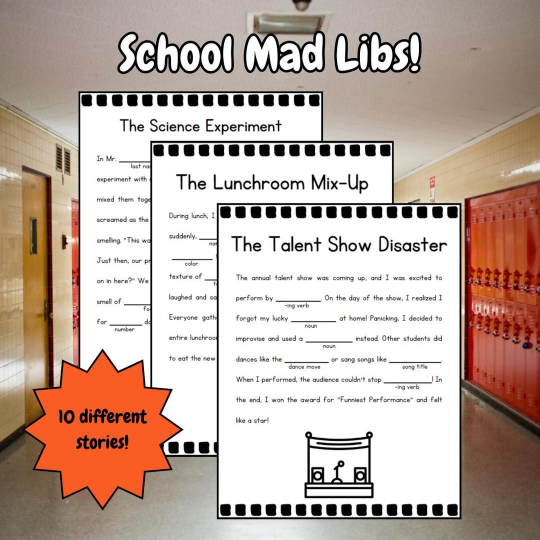 Printable School-themed Mad Libs Set of 10 Original and Fun Fill-in-the ...