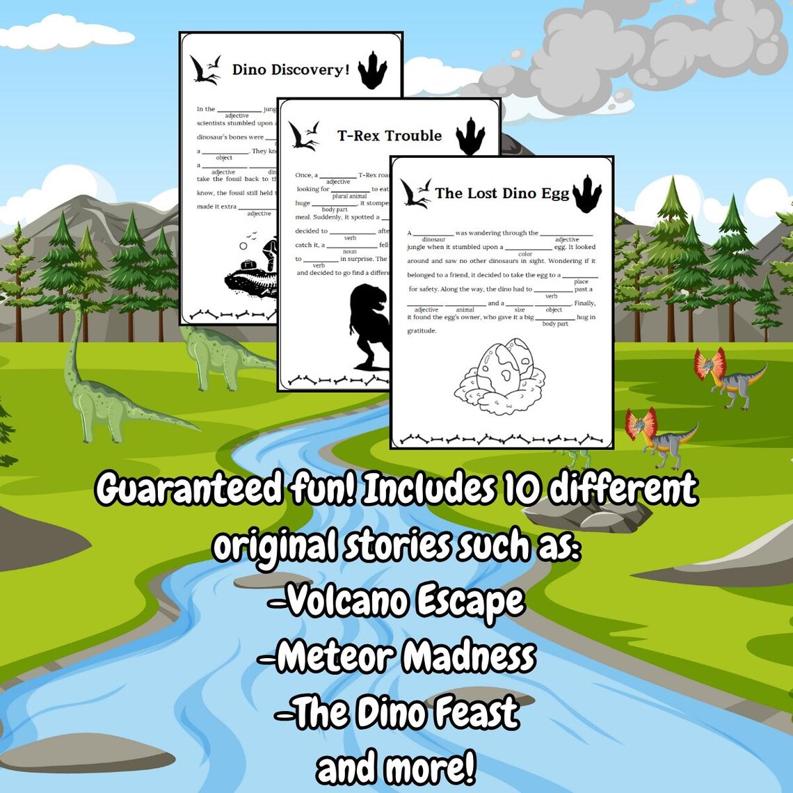 Dinosaur Mad Libs Bundle! 10 Unique Printable Fill-in-the-blanks Games ...