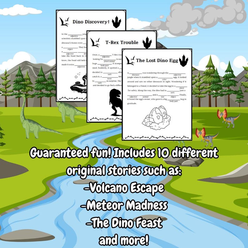 Dinosaur Mad Libs Bundle! 10 Unique Printable Fill-in-the-blanks Games ...