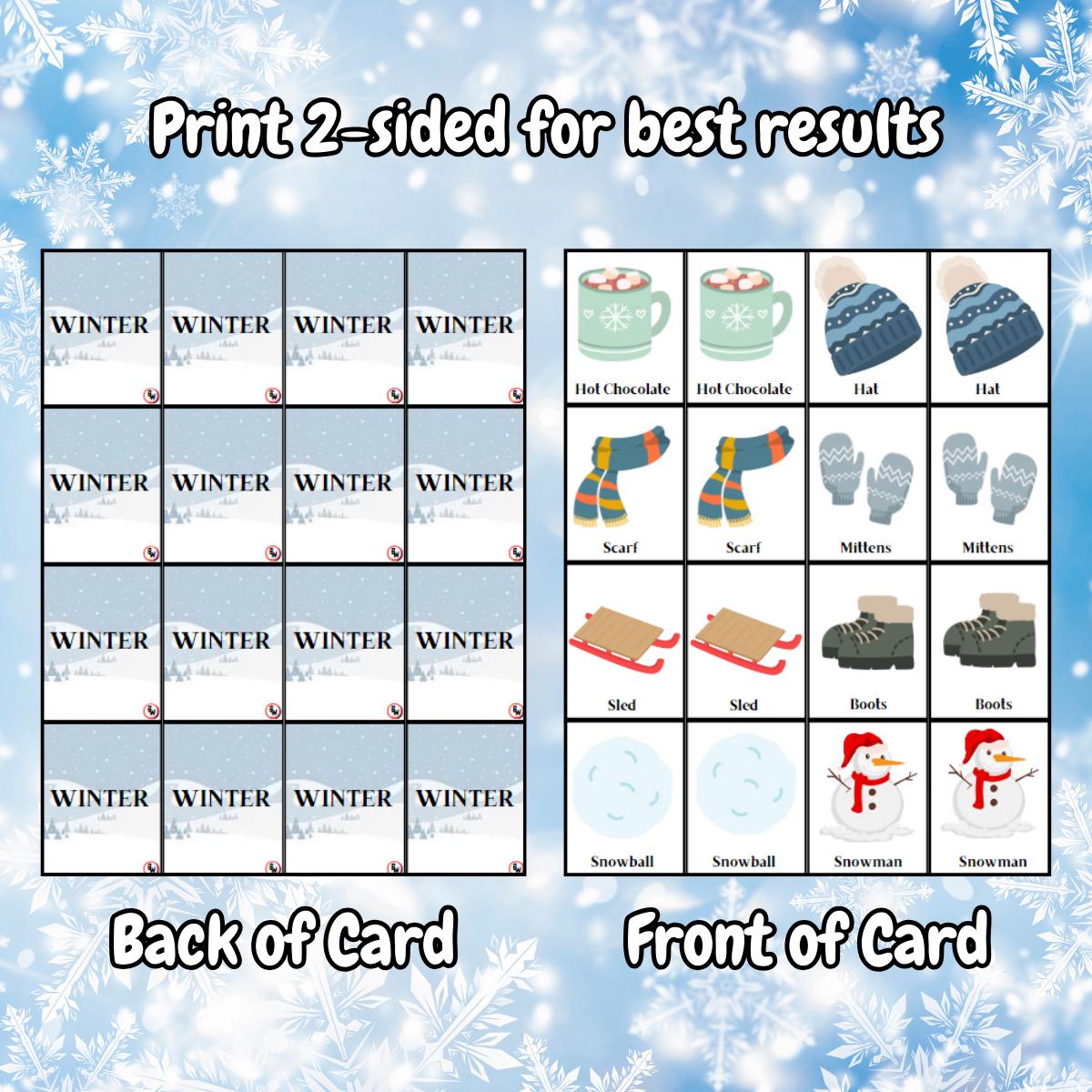 Set of 32 Winter-themed Memory Cards | Printable Matching Game - Etsy