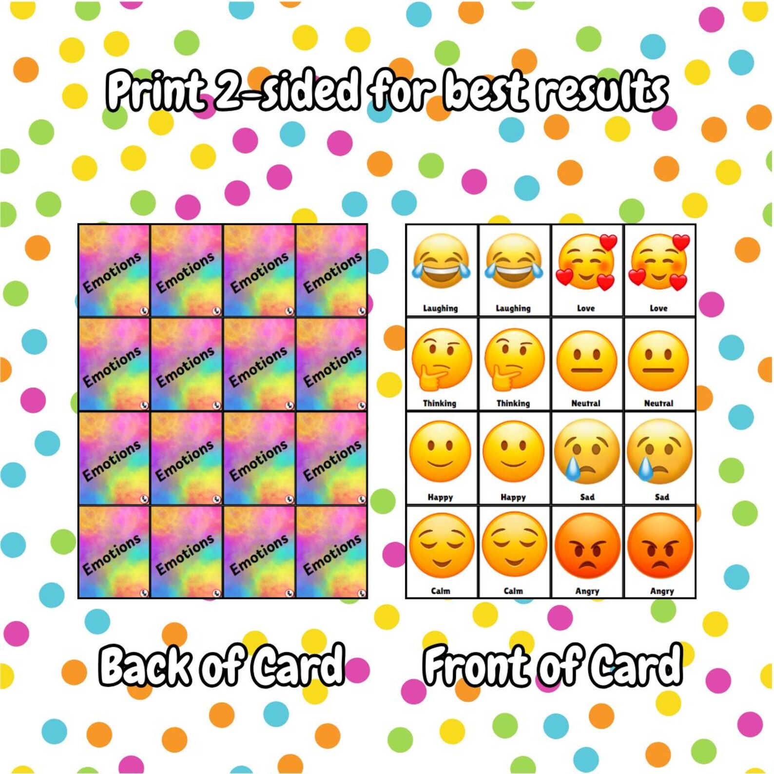 Set of 32 Emotion-themed Memory Cards | Printable Matching Game - Etsy