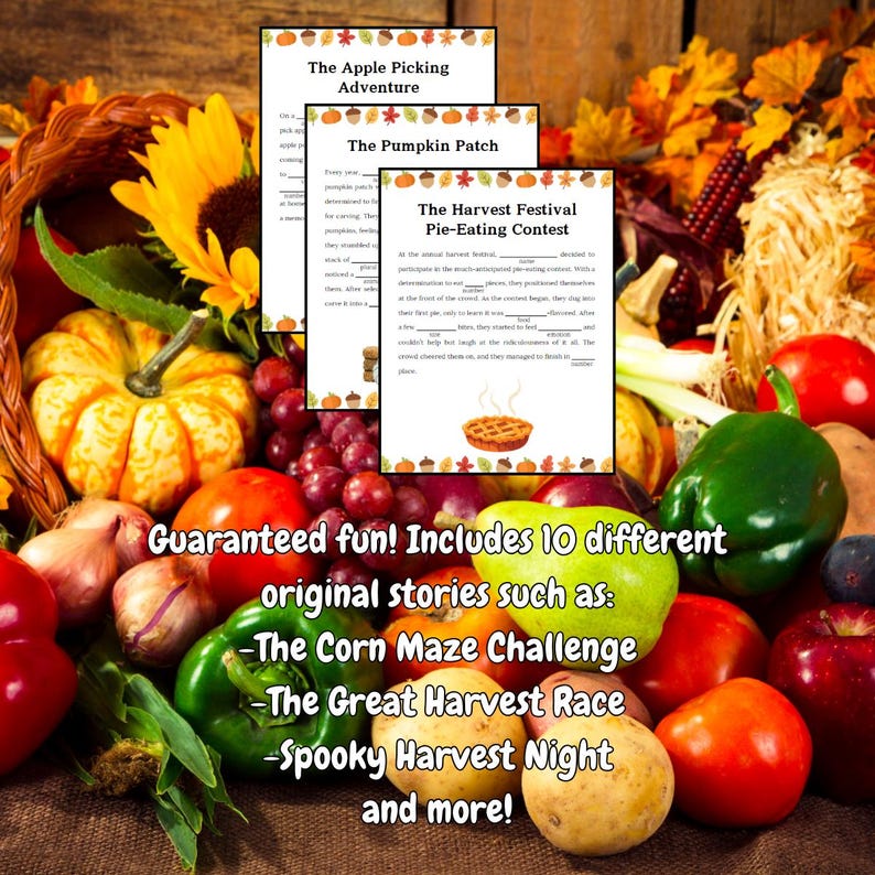 Printable Fall Harvest-themed Mad Libs Set of 10 Original Fill-in-the ...