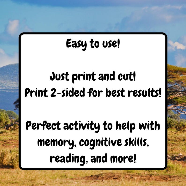 Set of 32 African Animal-themed Memory Cards | Printable Matching Game ...