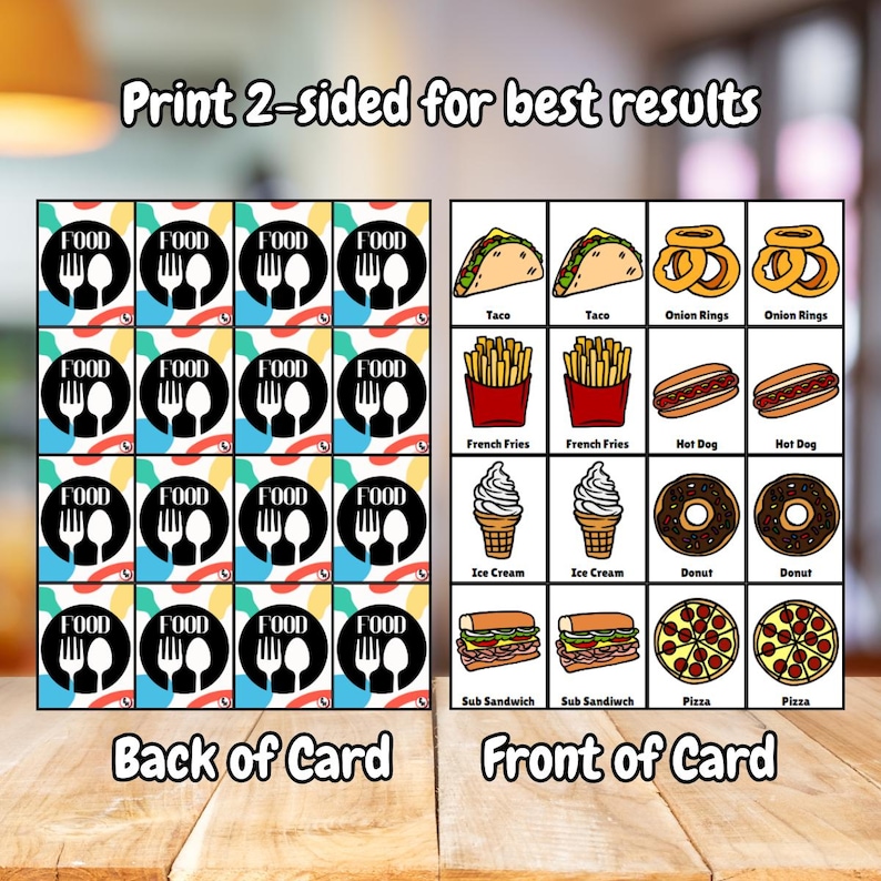 Food-themed Memory Matching Cards | Set of 32 Printable Cards for Kids ...