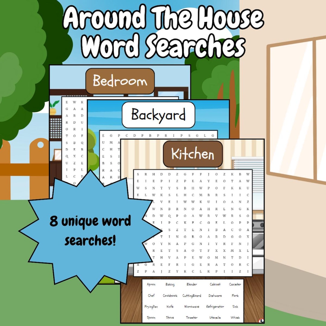 8 Unique Around the House Word Searches Printable Household-themed ...