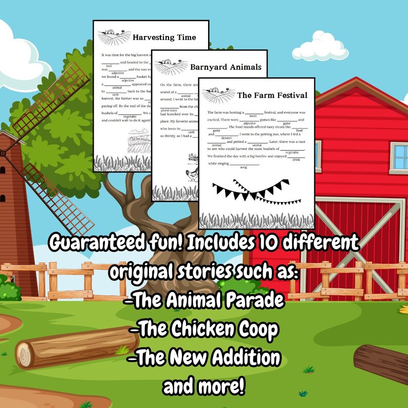 Farm Mad Libs Bundle! 10 Unique Printable Fill-in-the-blanks Games! Fun ...