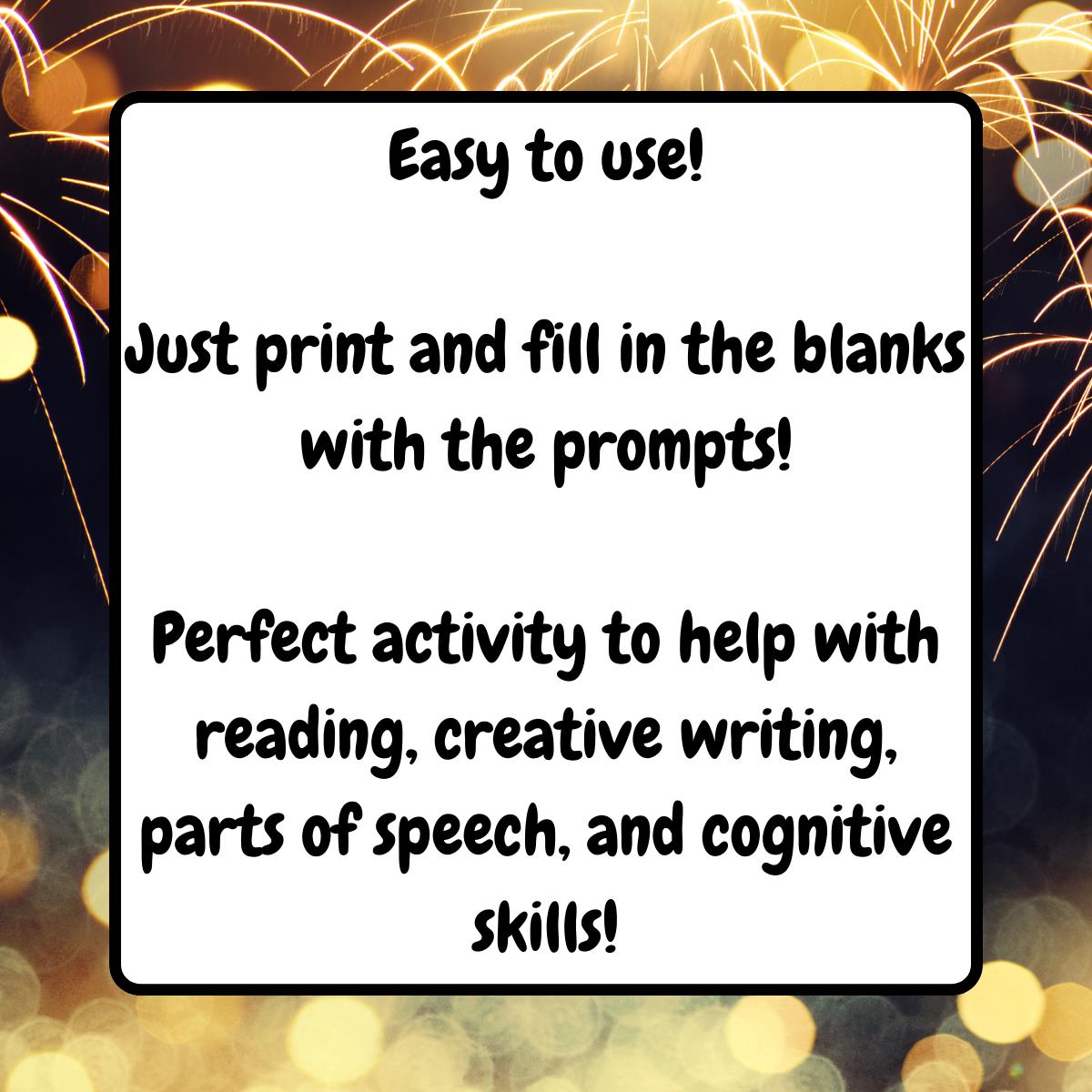 New Year's Mad Libs Bundle! 10 Printable Fill-in-the-blanks Games! Fun ...