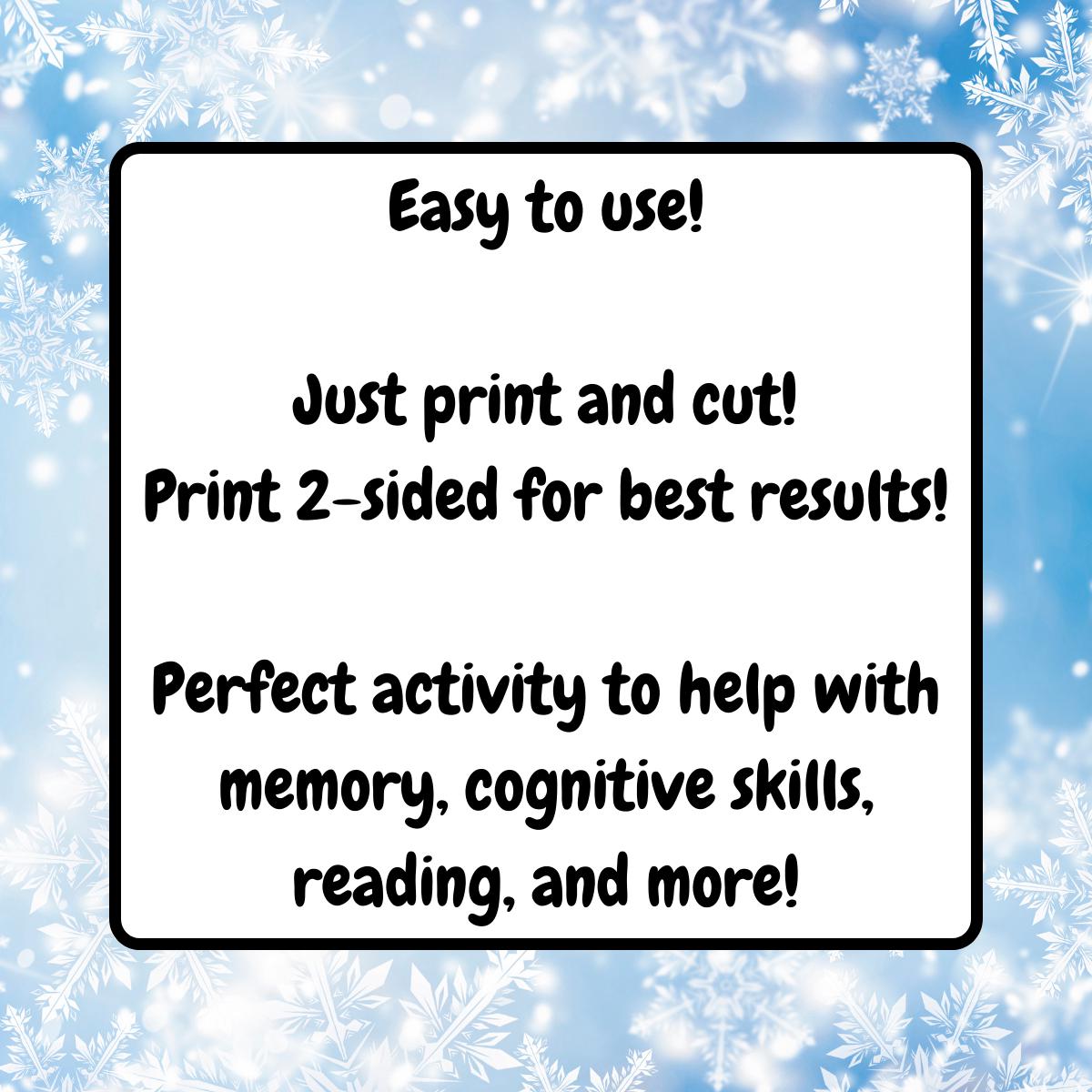 Set of 32 Winter-themed Memory Cards | Printable Matching Game - Etsy