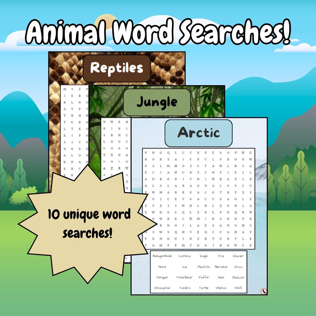 Animals Word Search Bundle! 10 Printable Puzzles for Kids! Fun ...