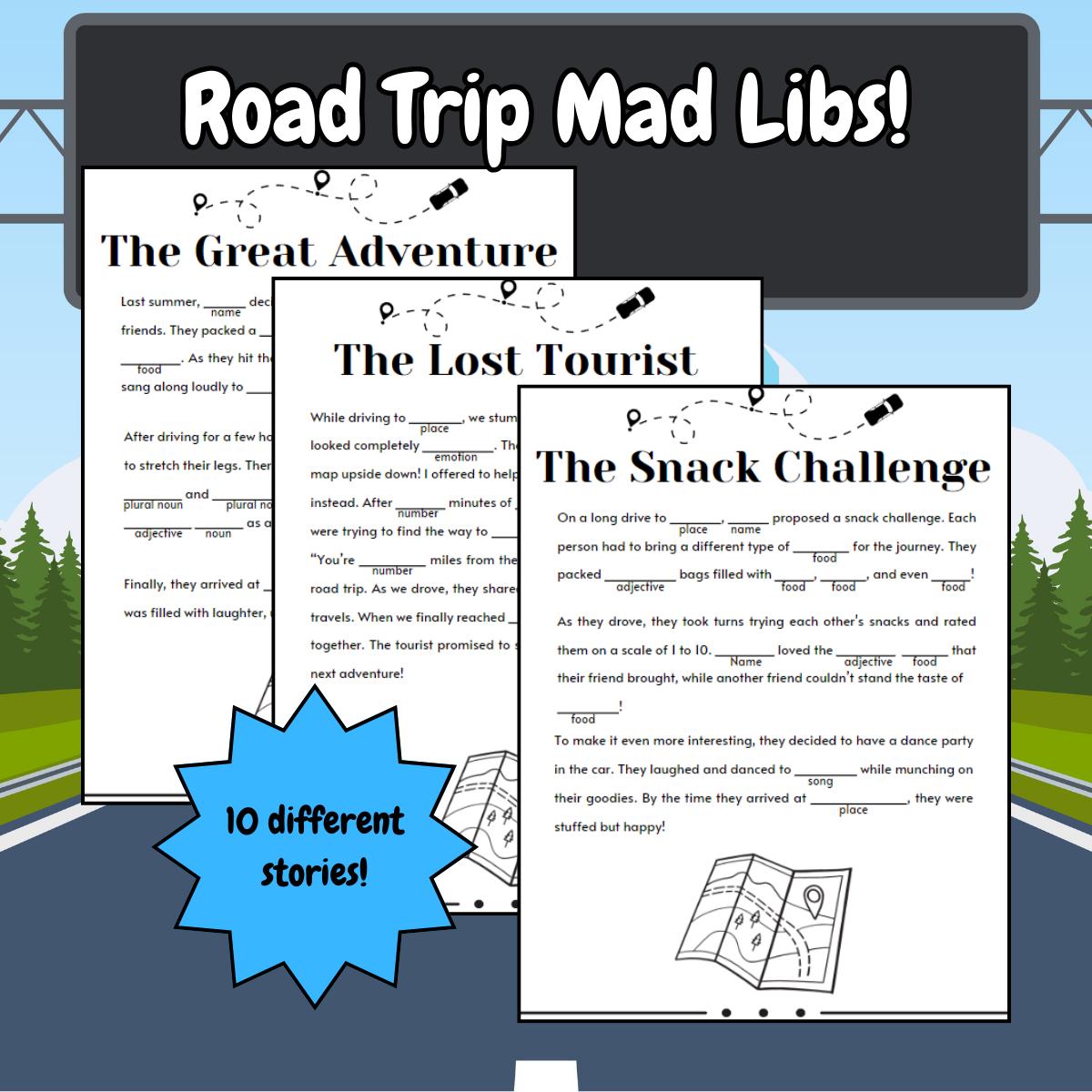10 Unique Road Trip Mad Libs Printable Travel Games Fun Car Ride ...