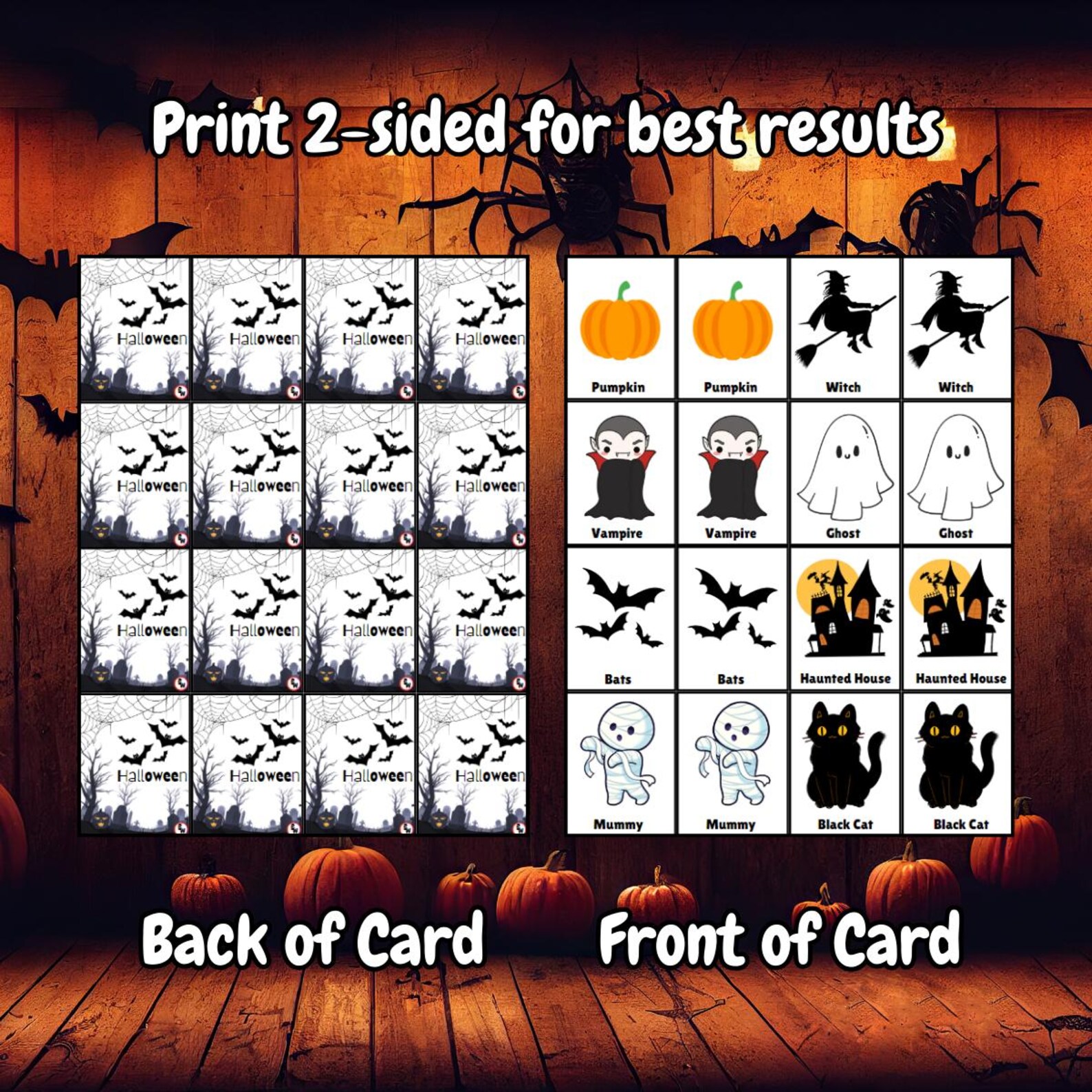 Set of 32 Halloween-themed Memory Cards | Printable Matching Game - Etsy