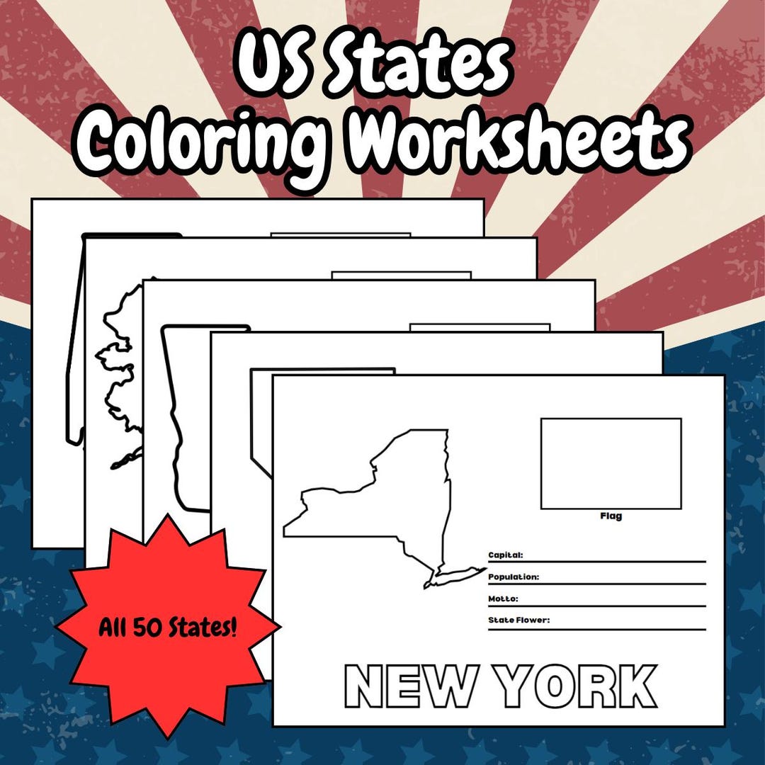 US State-themed Coloring Pages | Interactive Printable Worksheets for ...