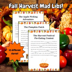 Fall Harvest Mad Libs Bundle! 10 Original Fill-in-the-blank Stories for ...