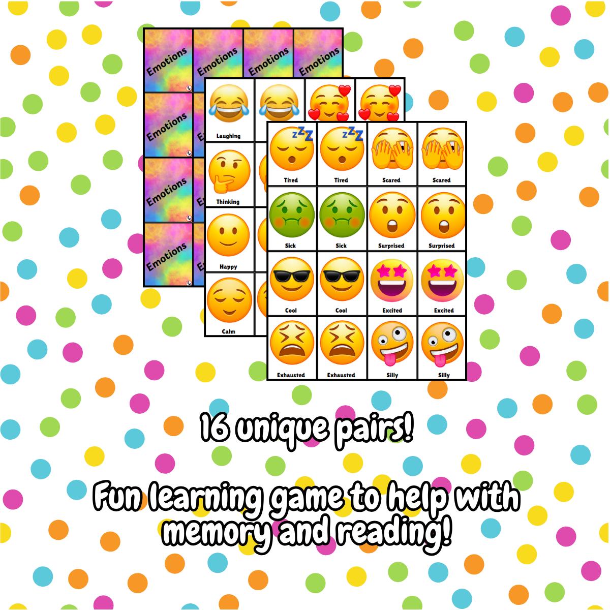 Set of 32 Emotion-themed Memory Cards | Printable Matching Game - Etsy