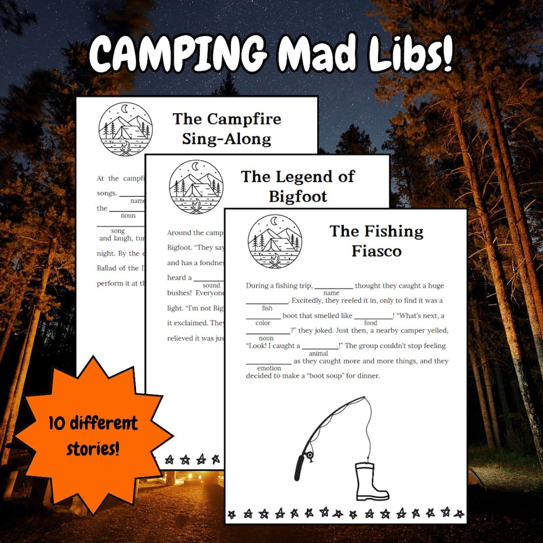 Camping Mad Libs Bundle! 10 Original Fill-in-the-blank Stories for Kids ...