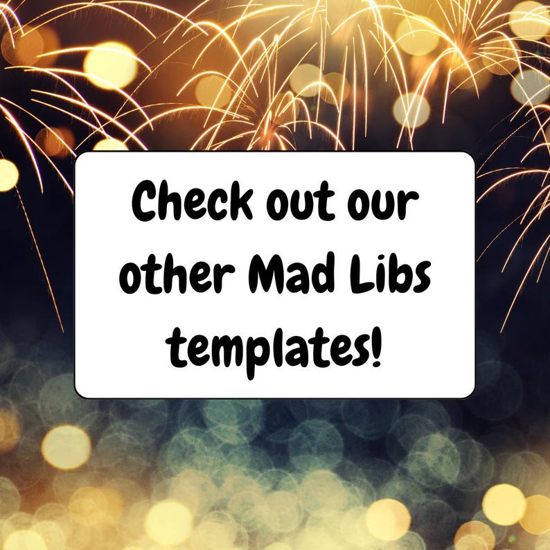 New Year's Mad Libs Bundle! 10 Printable Fill-in-the-blanks Games! Fun ...