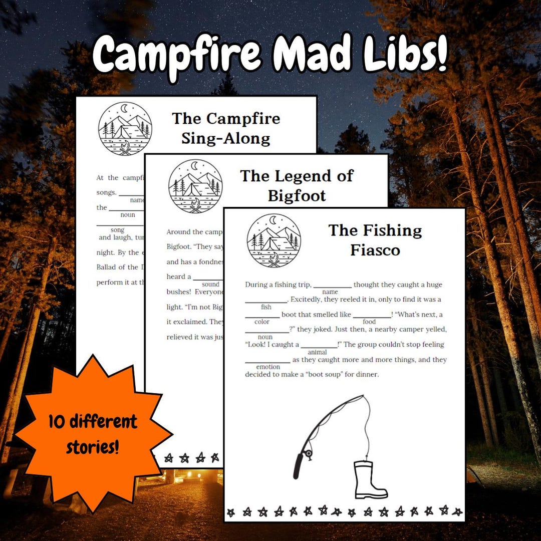 Printable Camping-themed Mad Libs Set of 10 Original Fill-in-the-blank ...