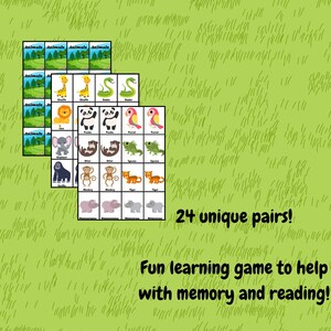 Animal-themed Memory Cards | Set of 24 | Printable Matching Game - Etsy