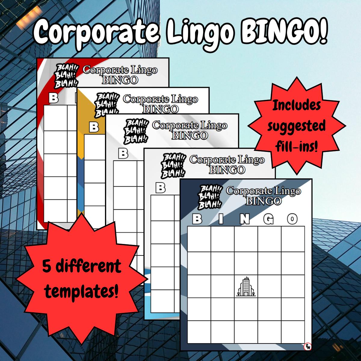 Corporate Lingo Bingo Cards! Set of 5 Blank Printables With Fill-in ...
