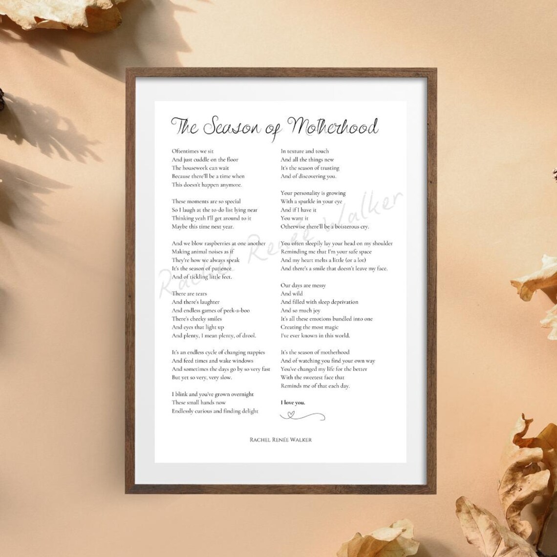 The Season of Motherhood Poem | Printable Poem / DIGITAL DOWNLOAD - Etsy