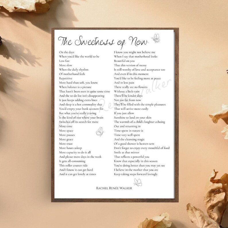 The Sweetness of Now Poem | Printable Poem / DIGITAL DOWNLOAD - Etsy