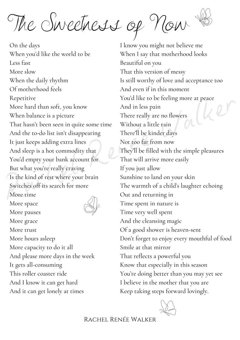 The Sweetness of Now Poem | Printable Poem / DIGITAL DOWNLOAD - Etsy