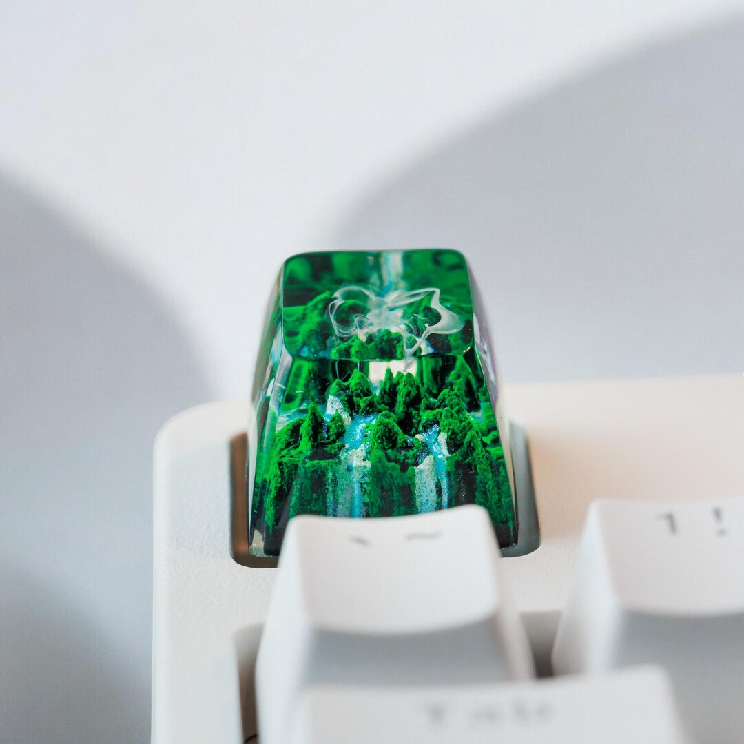 Keycap Resin Mystical Forest, Keycaps ESC Custom Artisan, Green Keycap ...