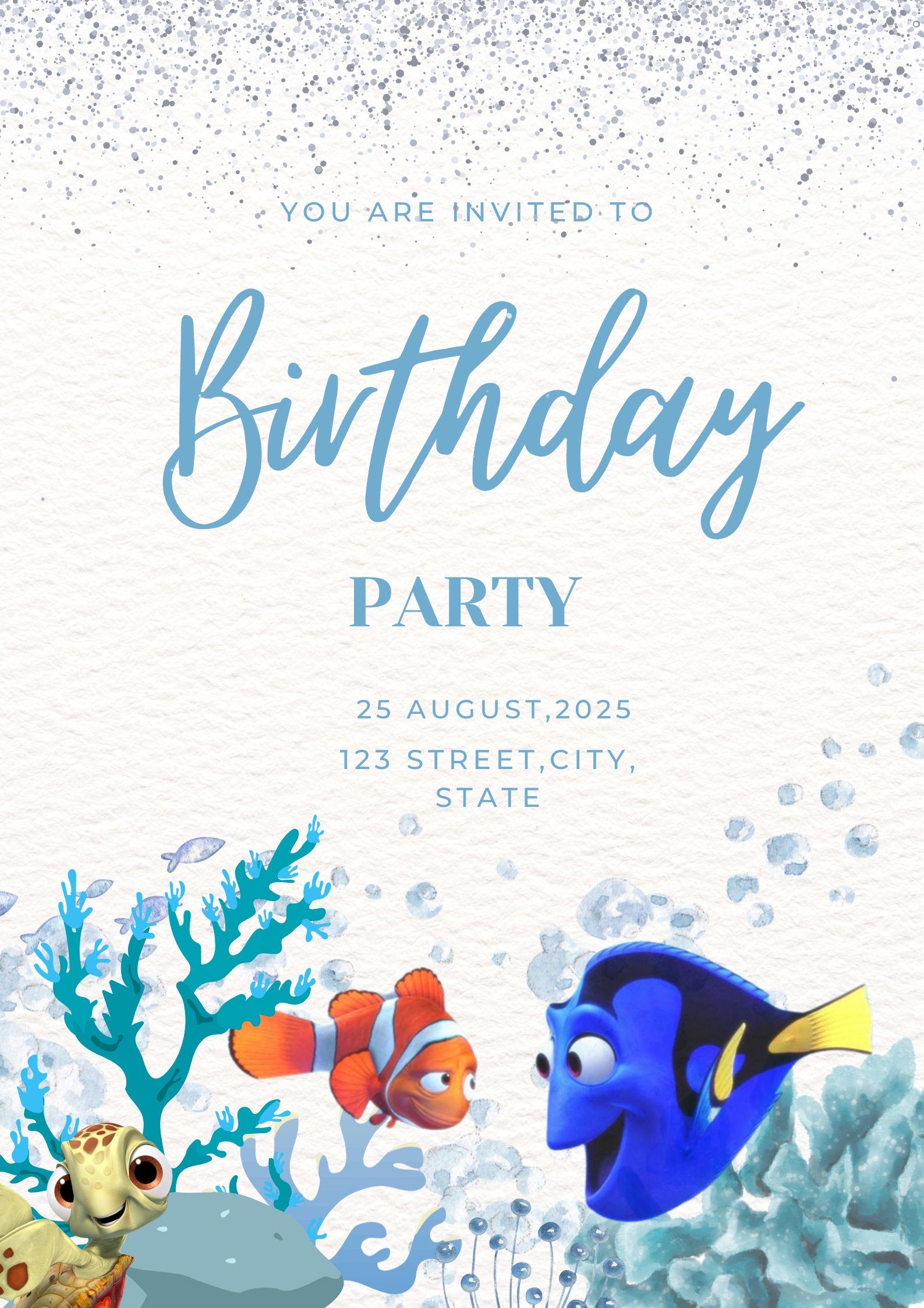 Finding Nemo Birthday Party Invitation: Birthday Invite, Toddler ...